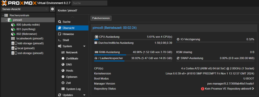 Pimox (Proxmox) auf Raspberry Pi installieren - Dokumentation